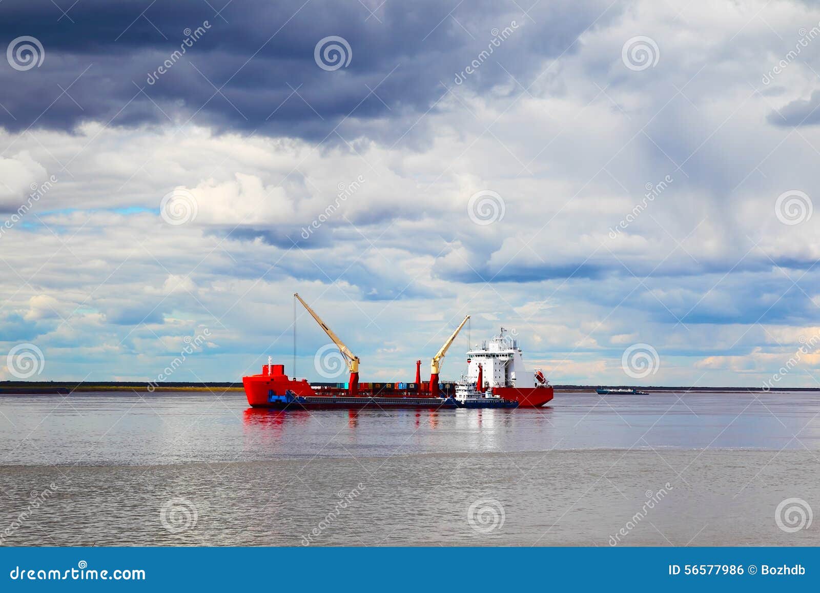 Cargo Ship Sailing on the River Stock Photo - Image of commercial ...
