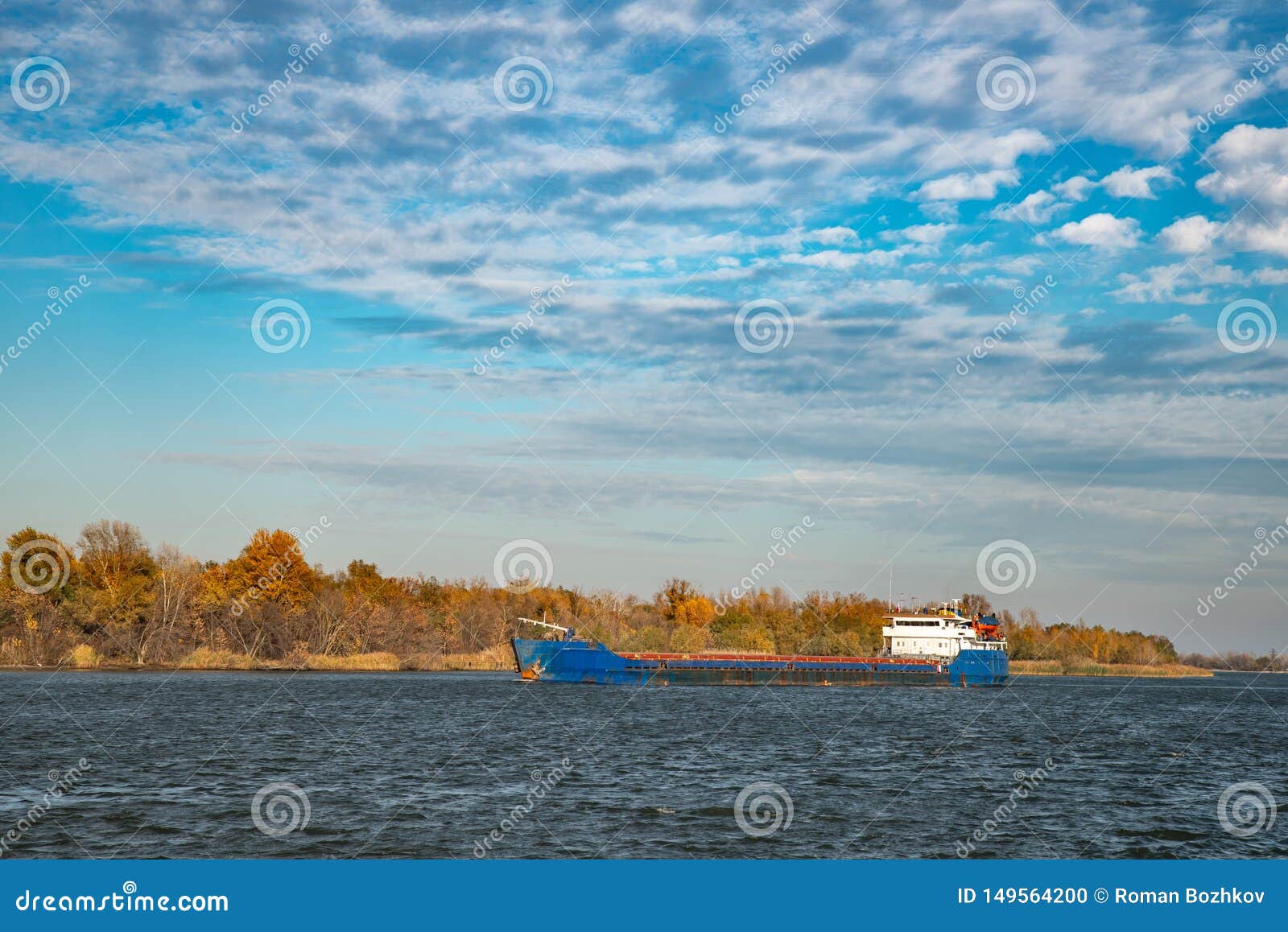 Cargo Ship Sailing on the River To the Port Stock Photo - Image of ...