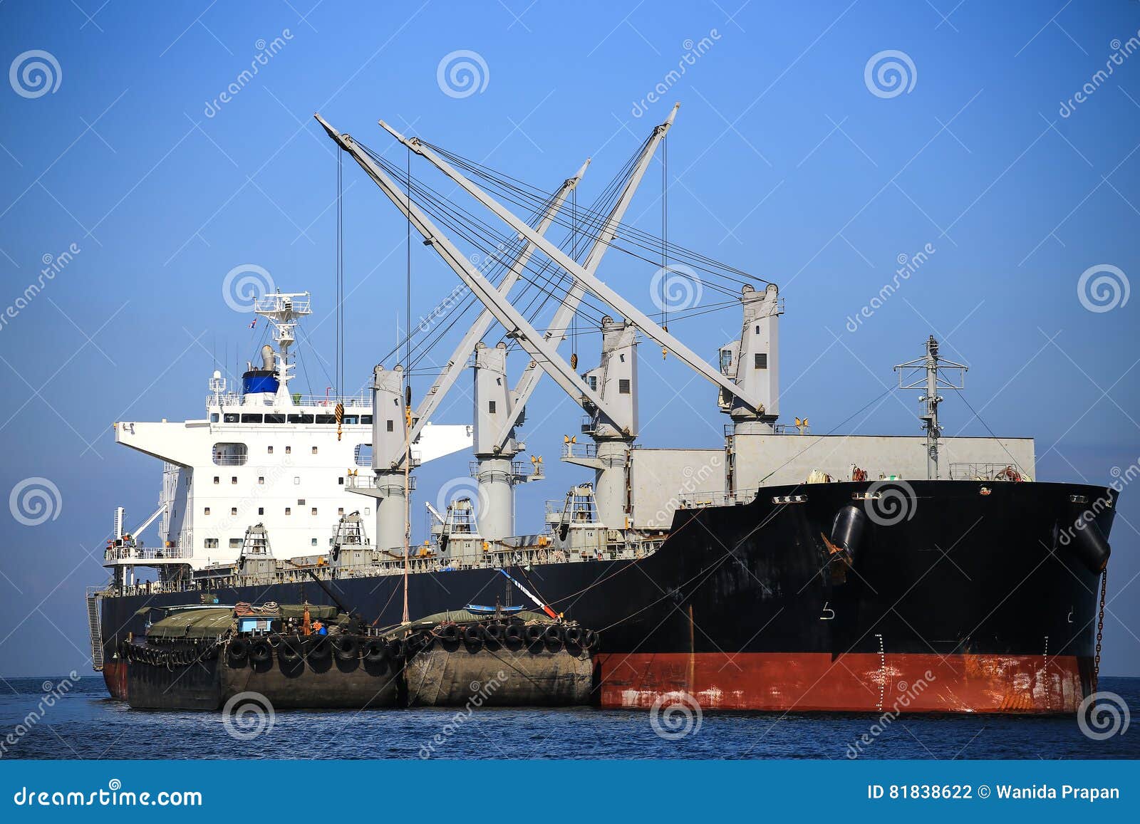 Cargo Ship Sailing in Still Water Stock Photo - Image of pacific, barge ...