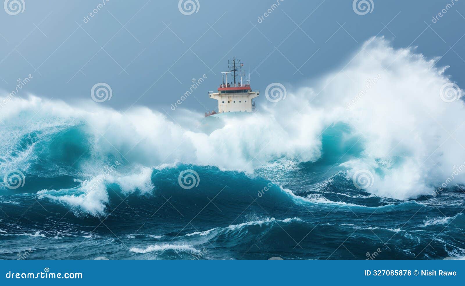 Cargo Ship Sailing through a Stormy Sea with Dramatic Waves Stock Photo - Image of cargo ...