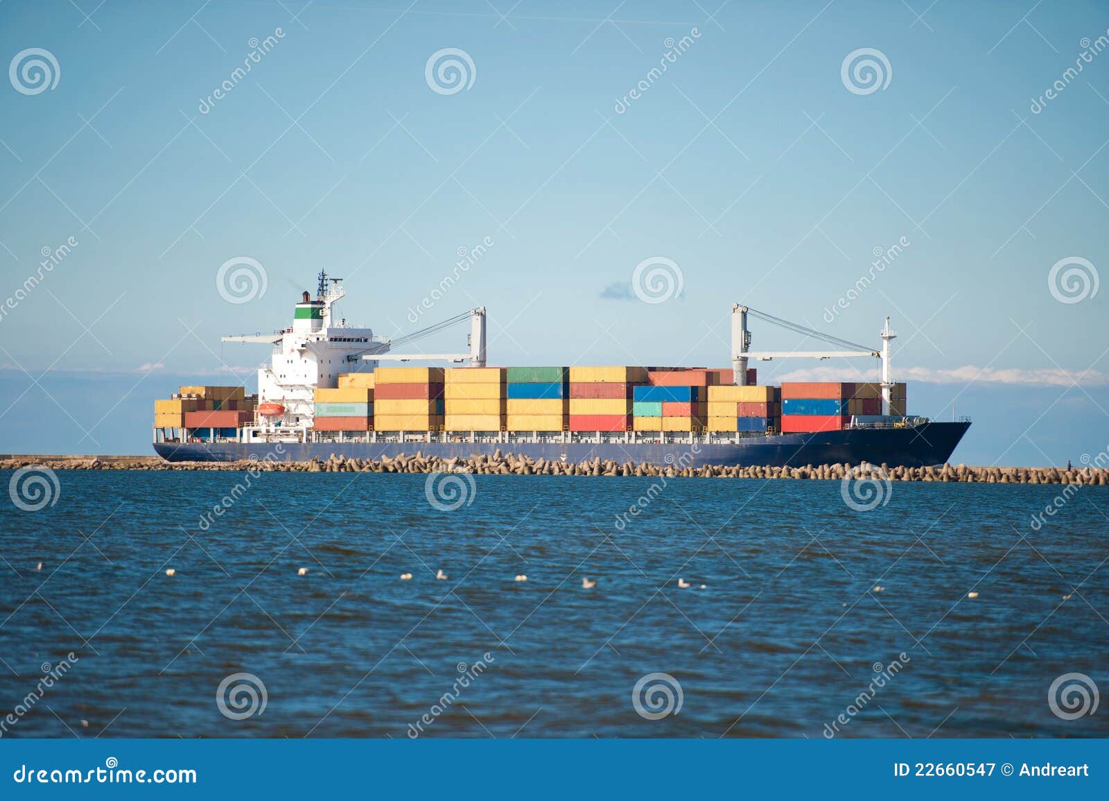 Cargo ship at sea stock image. Image of nature, quayside - 22660547