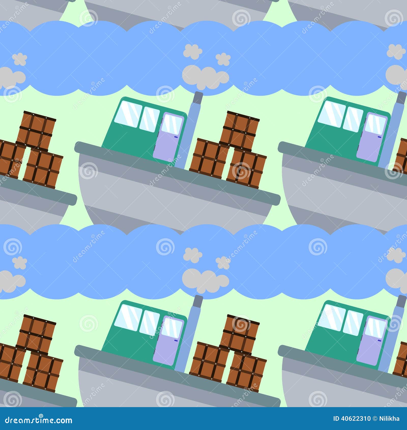 Cargo Ship Seamless Background Design Stock Illustration - Illustration ...