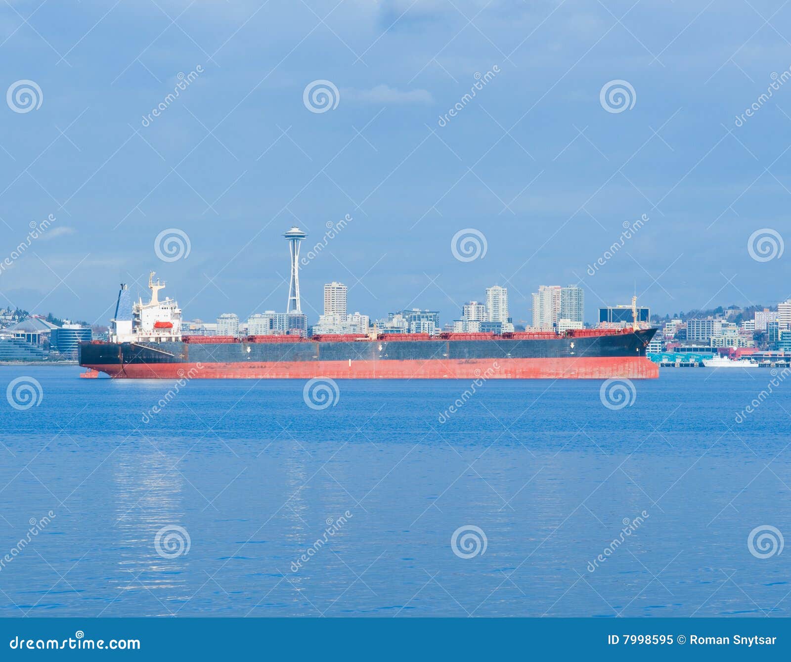 Cargo Ship in Seattle Elliott Bay Stock Image - Image of maritime ...