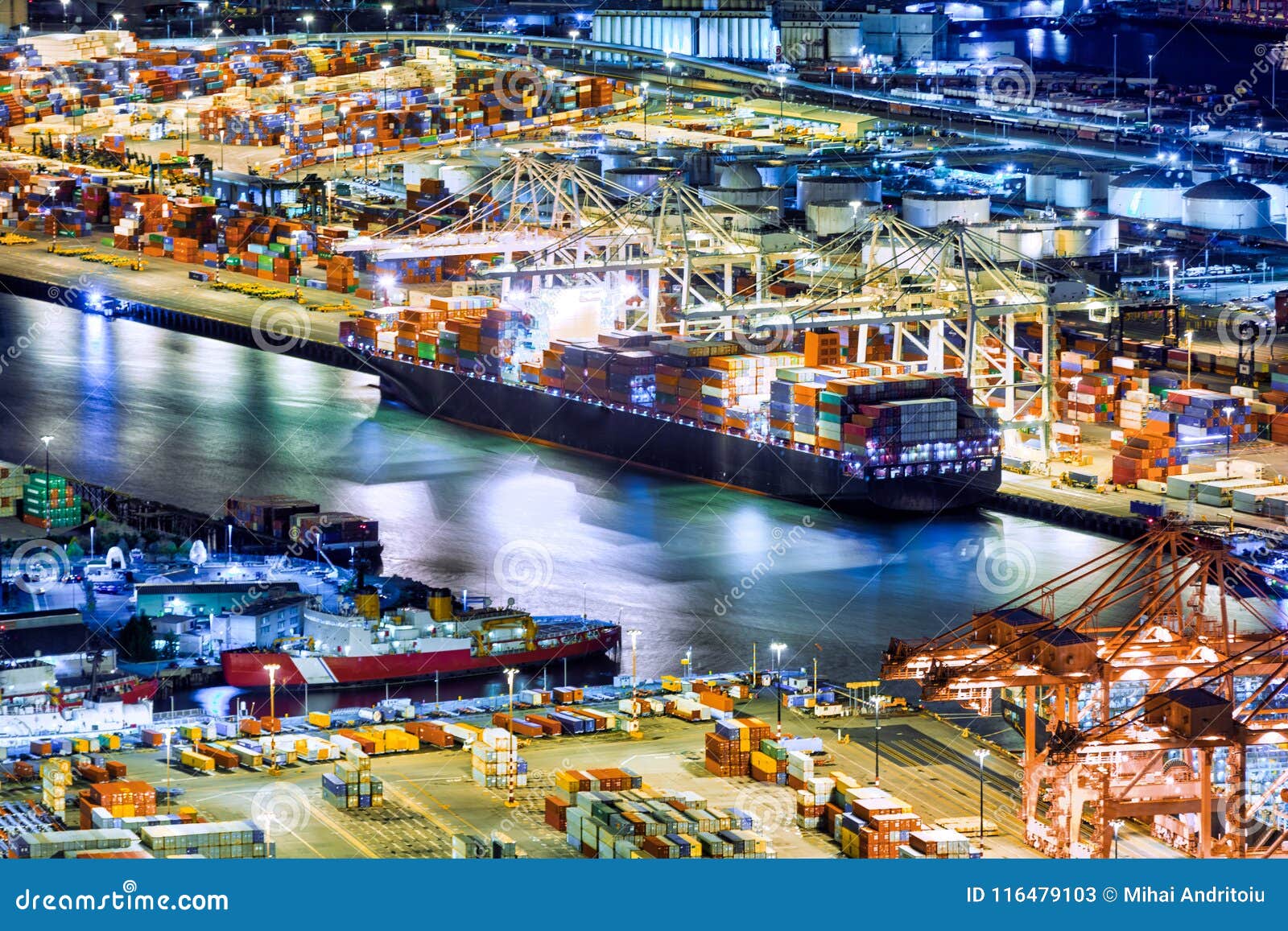 Cargo Ship in the Seattle Harbor Stock Image - Image of freight ...