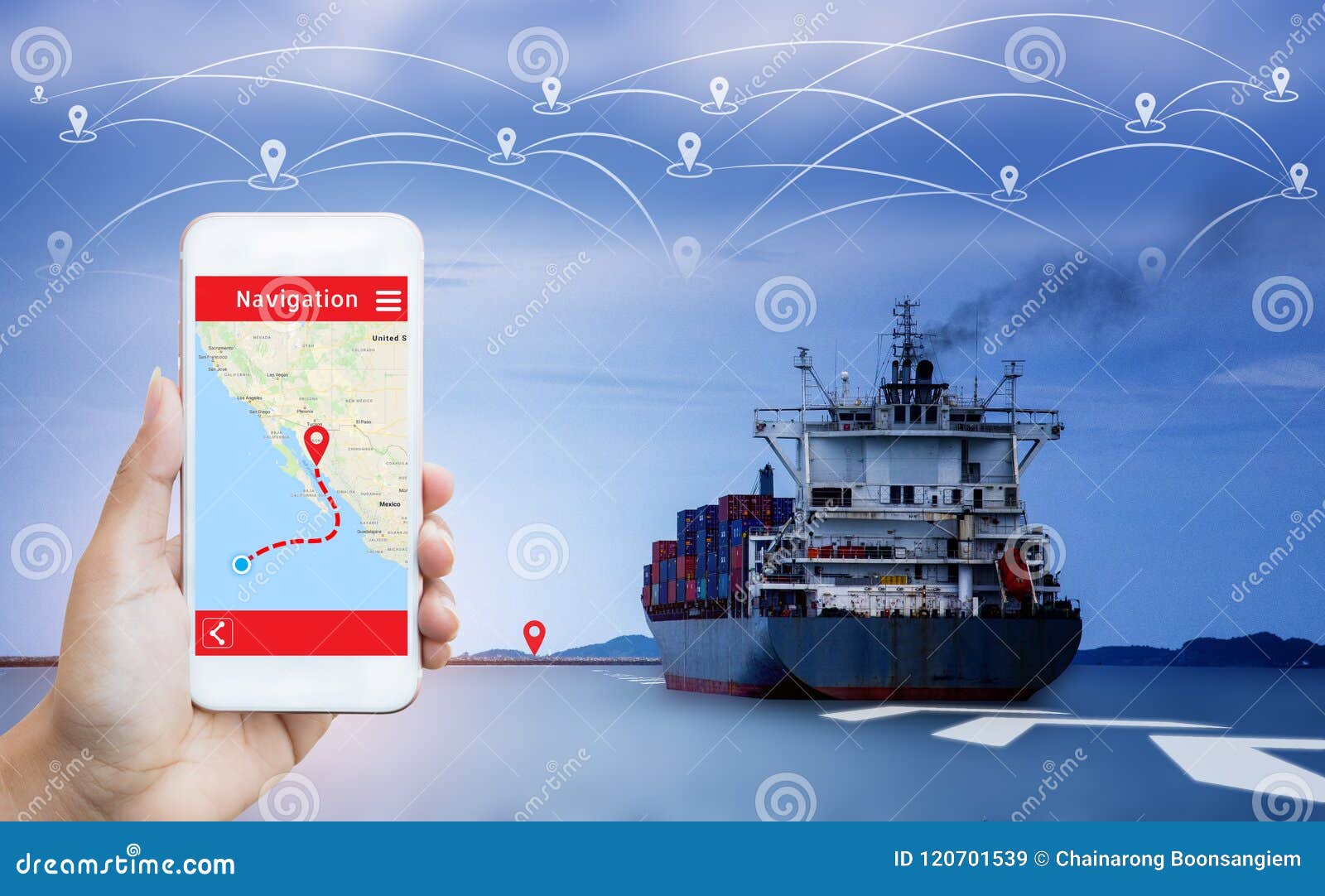 Cargo Ship Sending Goods To Destination Stock Image - Image of cargo ...