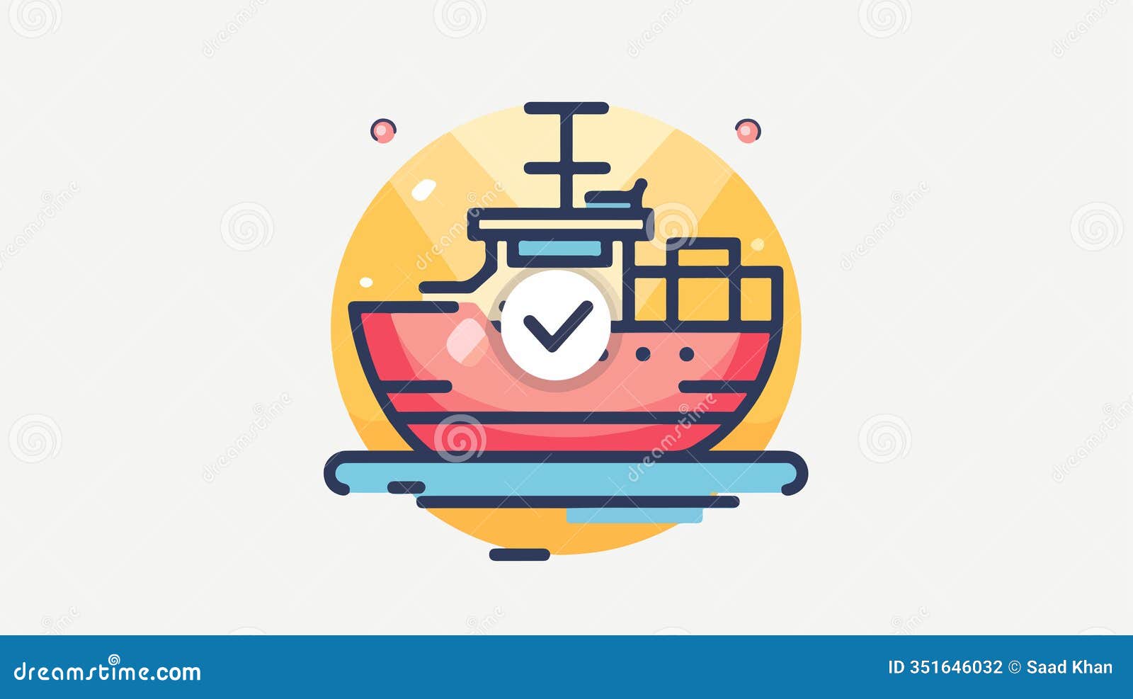 Cargo Ship with Shipment Icons and Check Mark for Delivery Logistics ...