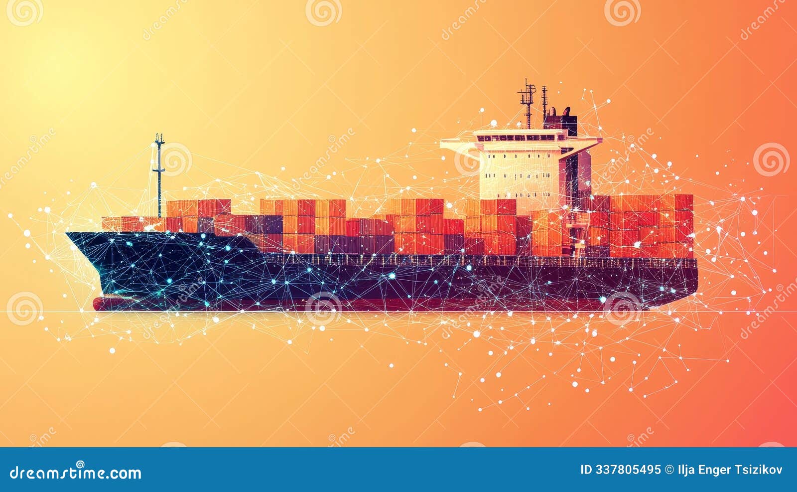 Cargo Ship, Shipping Containers, Connected Dots, Global Logistics ...