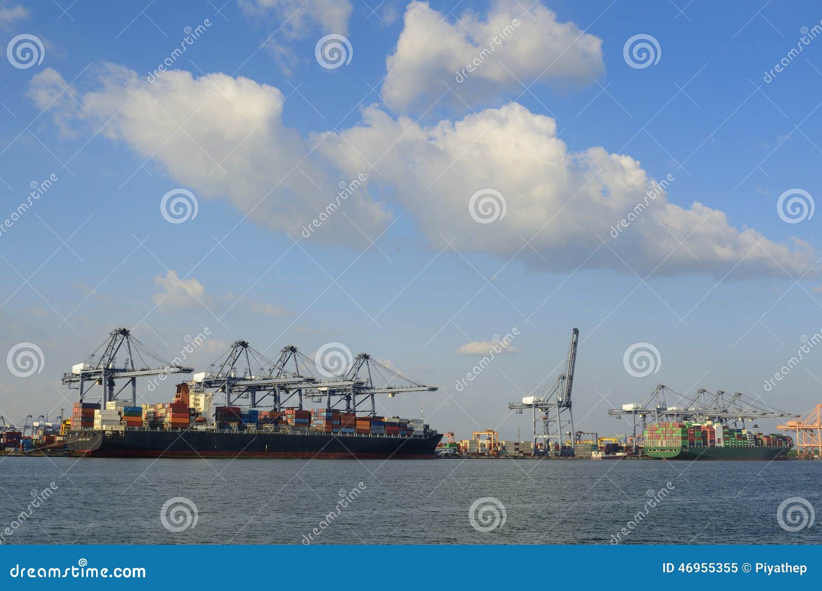 Cargo Ship with Shipping Containers Stacked Up on Deck Stock Image ...