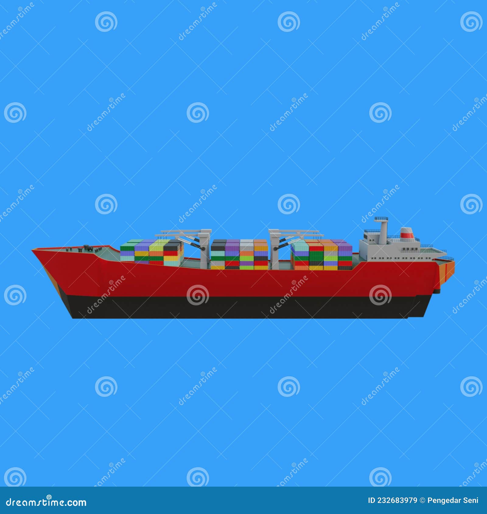 Cargo Ship Side View 3d Object Stock Illustration - Illustration of ...