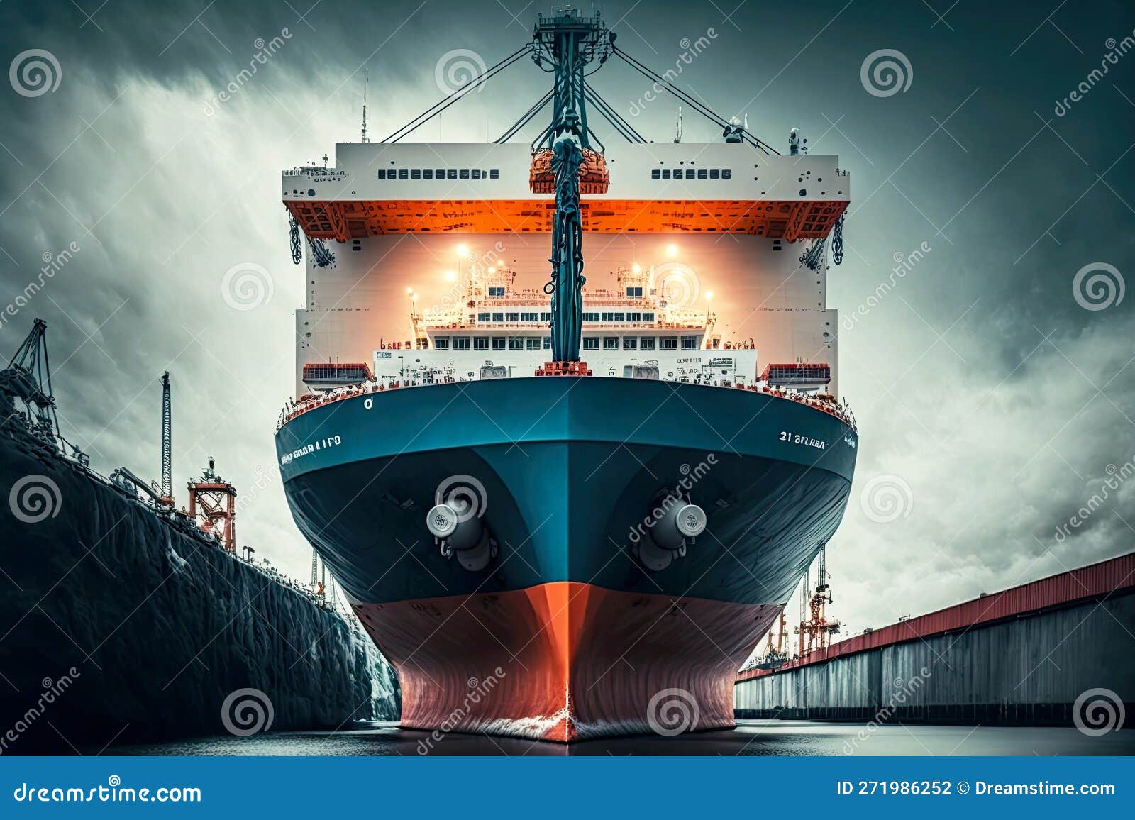 Cargo Ship Standing at Berth for Loading Containers for Export Stock ...