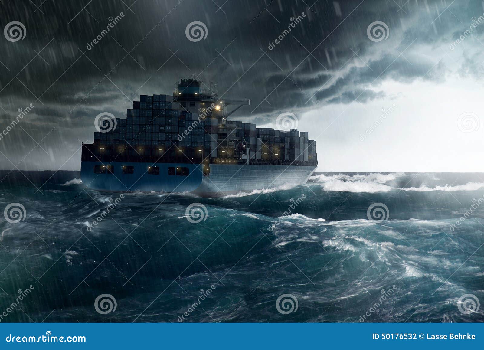 Cargo Ship stock photo. Image of stormy, ocean, swim - 50176532