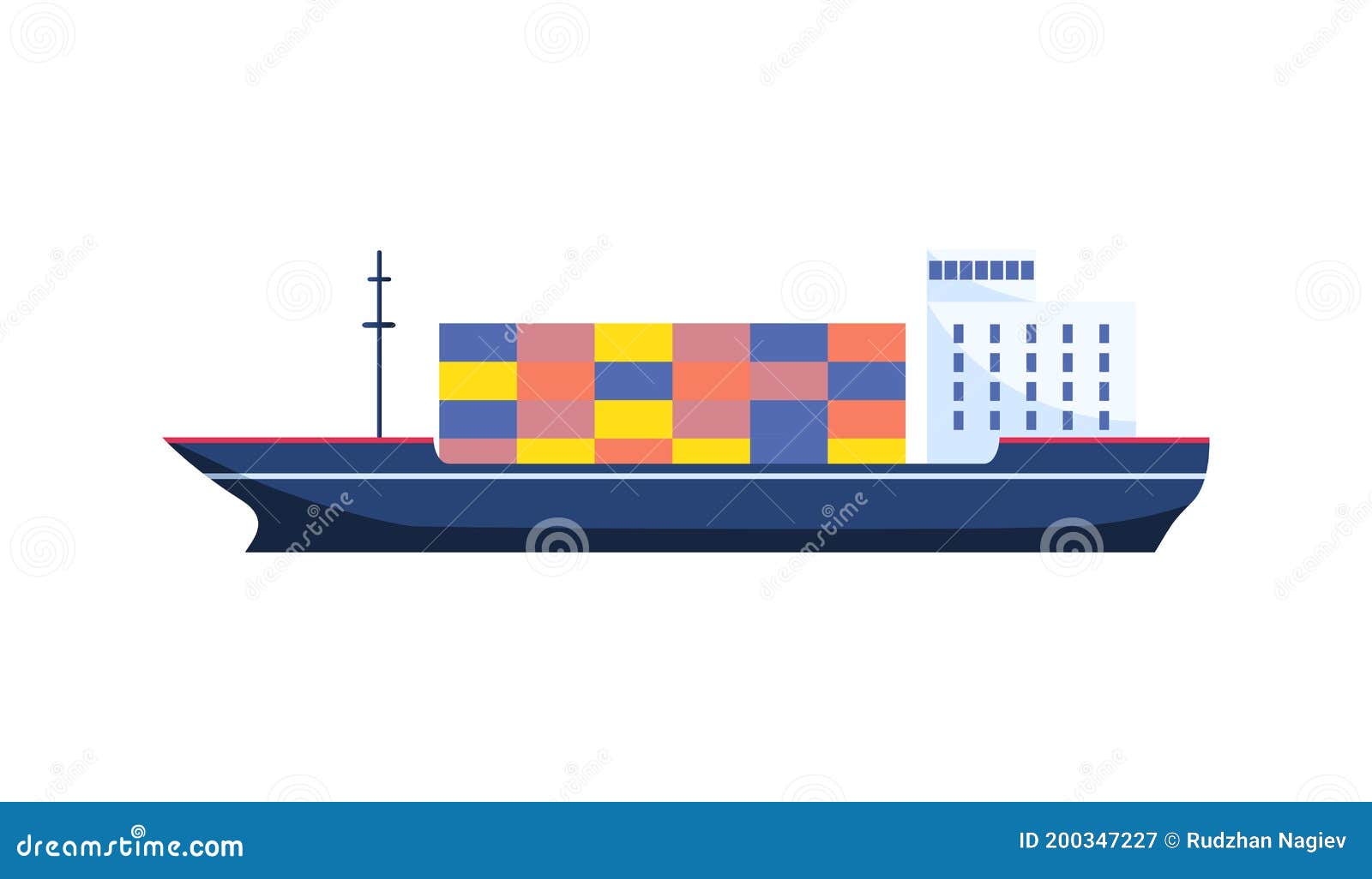 Cargo Ship Template Isolated on White Background Stock Vector ...