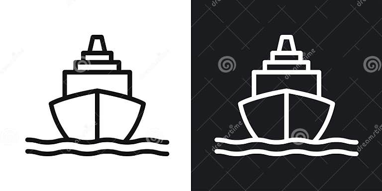Cargo Ship Thin Line Vector Icon Set Stock Vector - Illustration of ...