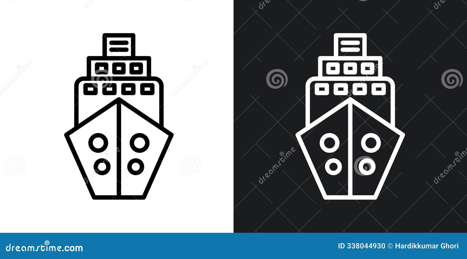 Cargo Ship Thin Line Vector Icon Set Stock Vector - Illustration of ...