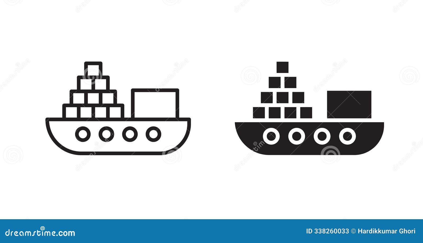Cargo Ship Thin Line Vector Icon Set Stock Vector - Illustration of ...