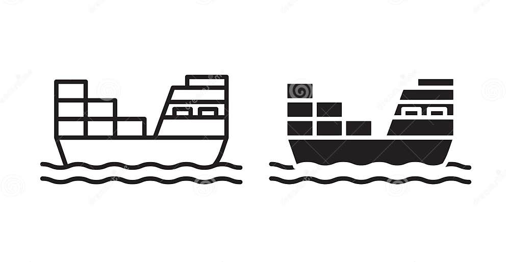 Cargo Ship Thin Line Vector Icon Set Stock Vector - Illustration of ...