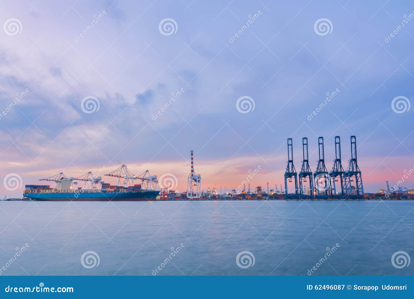 Cargo Ship in Trade Port , Container Loading Shipping by Crane Stock ...