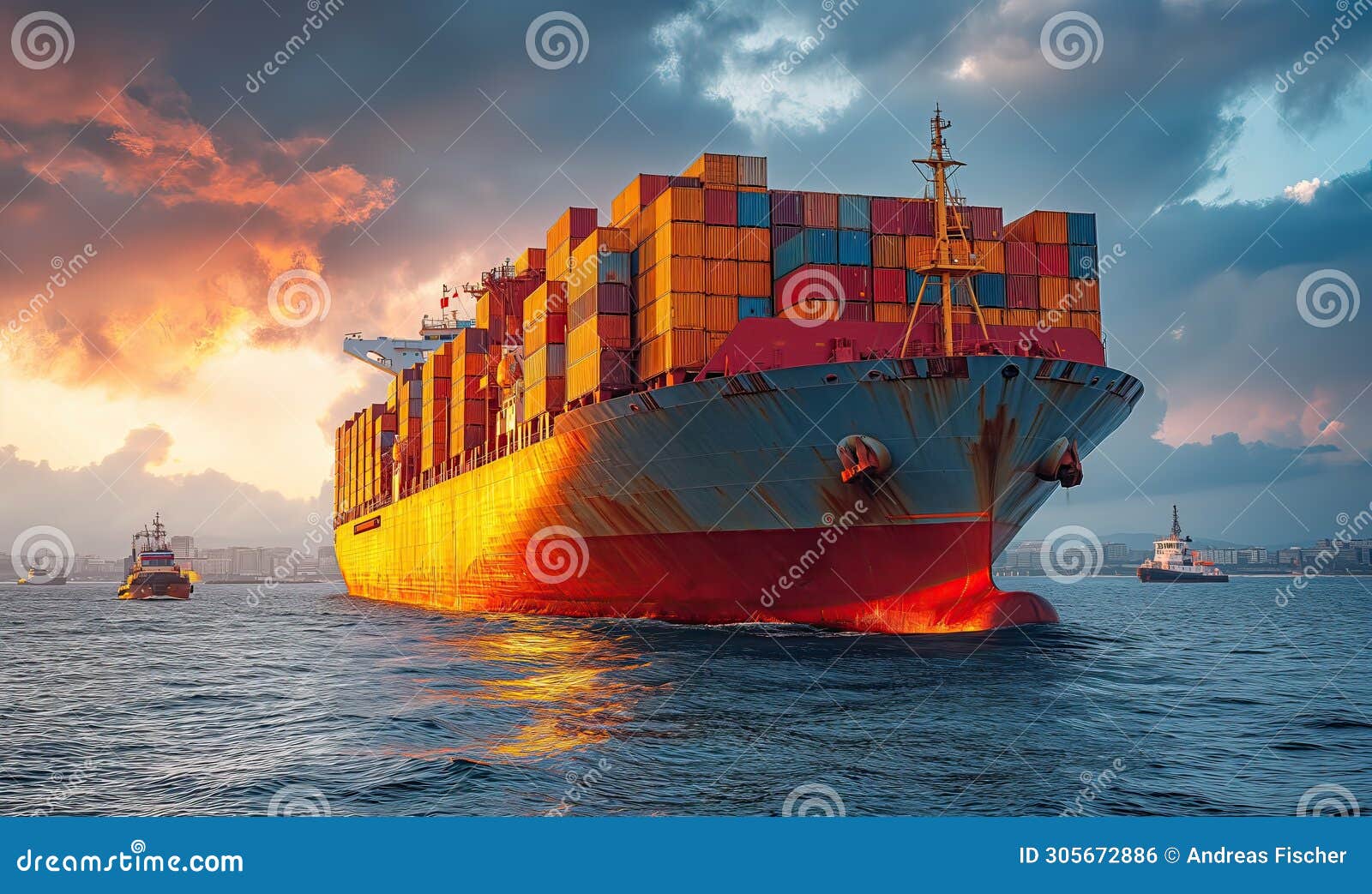 A Cargo Ship Transports Containers by Sea. Stock Photo - Image of ...