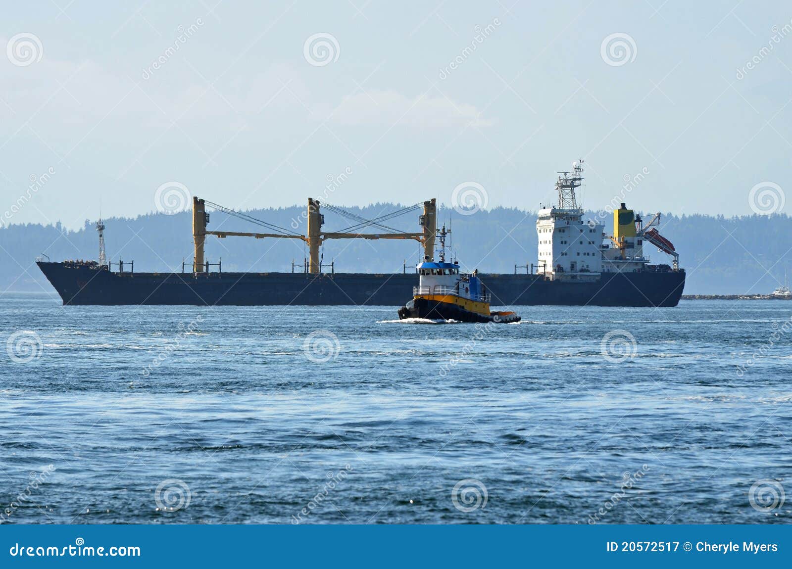 Cargo Ship and Tug Boat stock image. Image of tanker - 20572517
