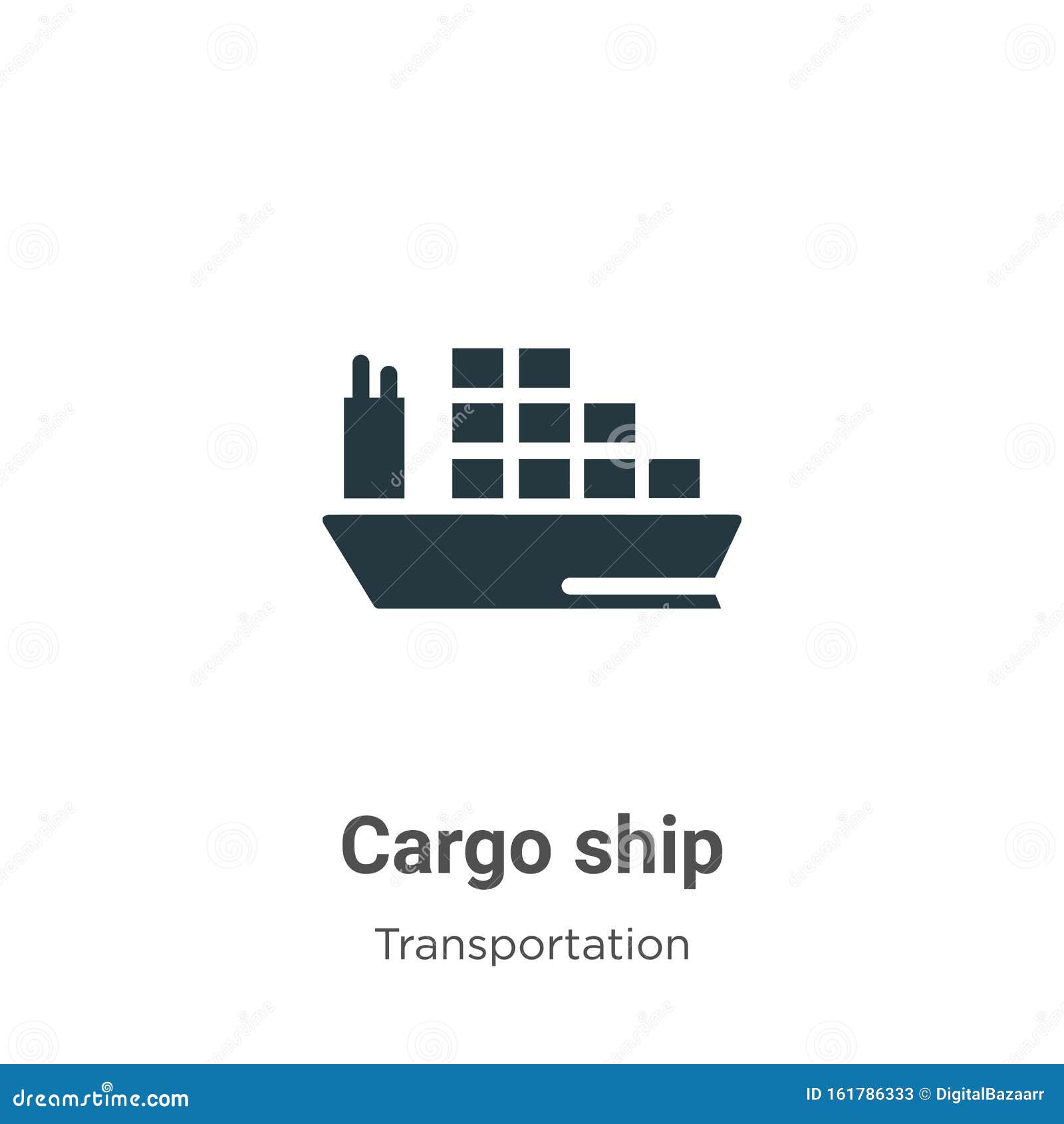 Cargo Ship Vector Icon on White Background. Flat Vector Cargo Ship Icon ...