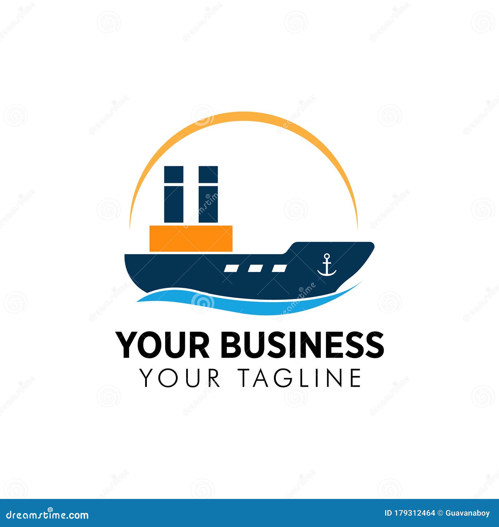 Cargo Ship Vector Logo Template Stock Vector - Illustration of fishing ...