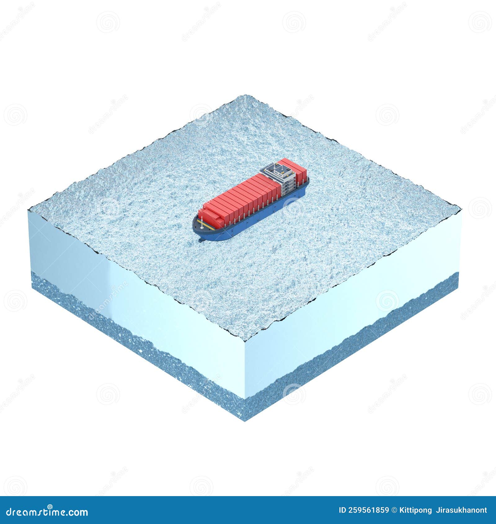 Cargo Ship or Vessel with Containers in Ocean Model Stock Illustration ...