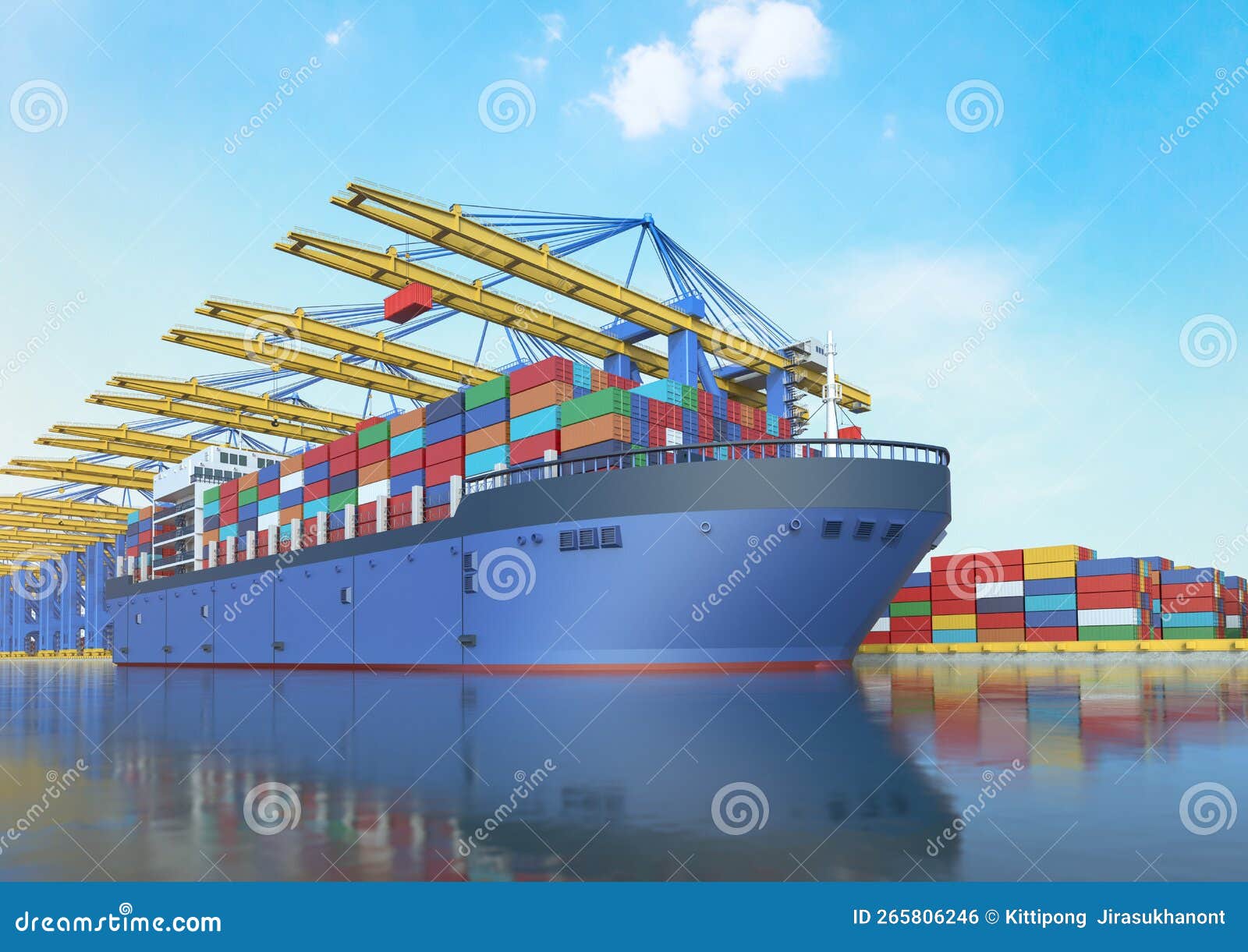 Cargo Ship or Vessel with Containers at Terminal Port Stock ...