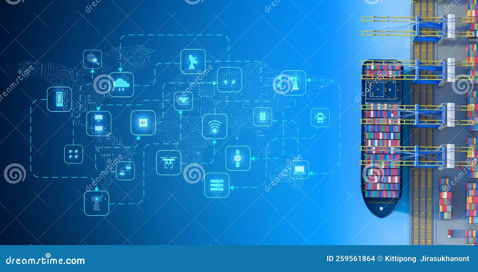 Cargo Ship or Vessel with Graphic Display for Logistic Business Stock ...
