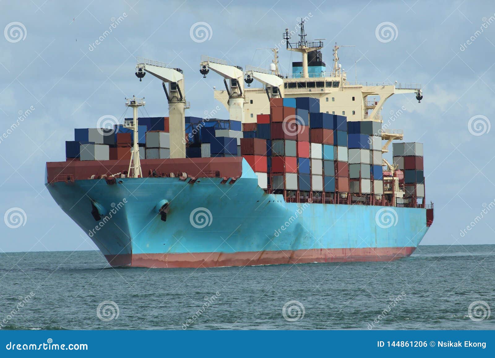 Cargo Ship in a Water Inlet Stock Photo - Image of trade, freight ...