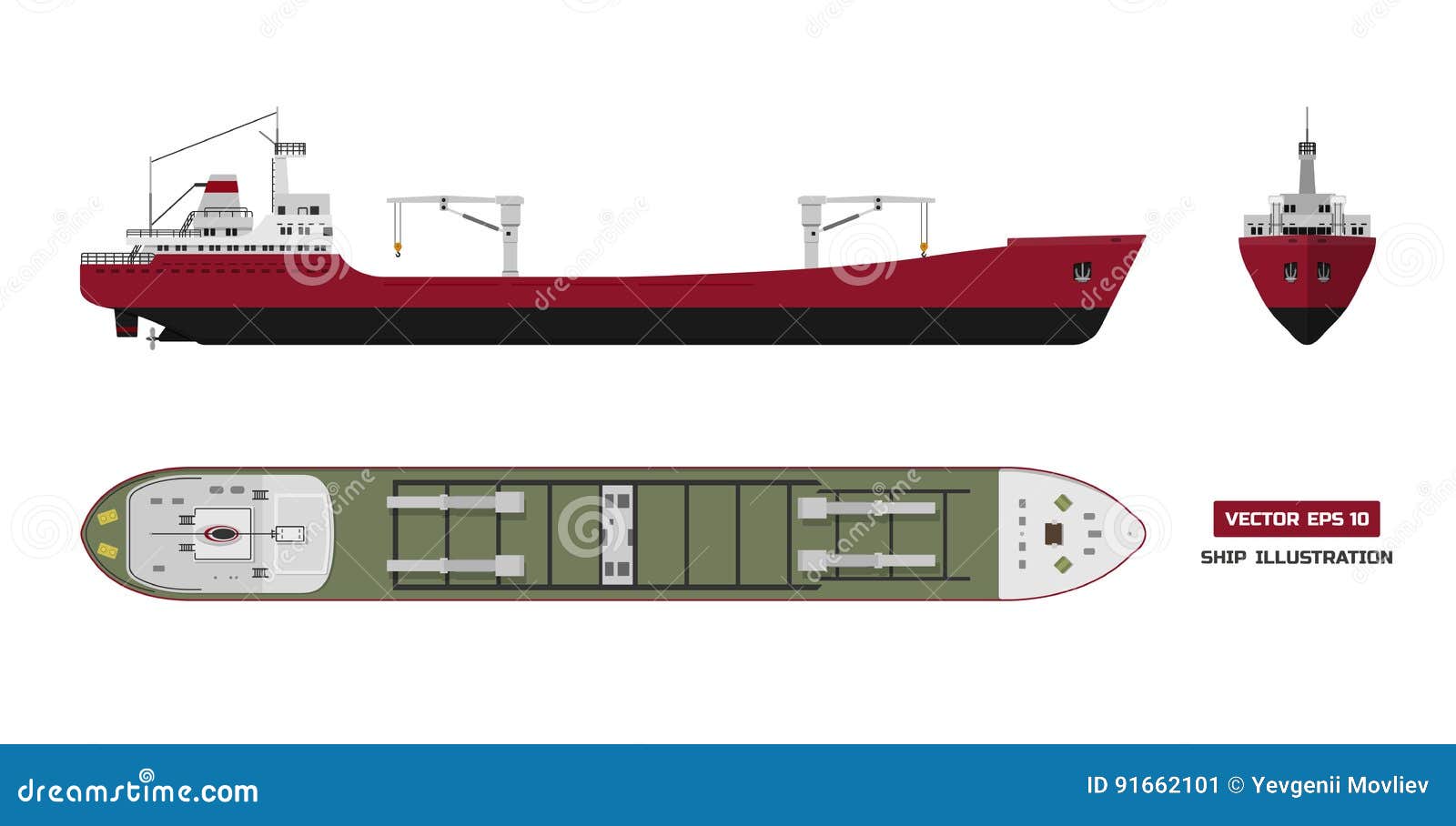 Cargo Ship Side View Drawing