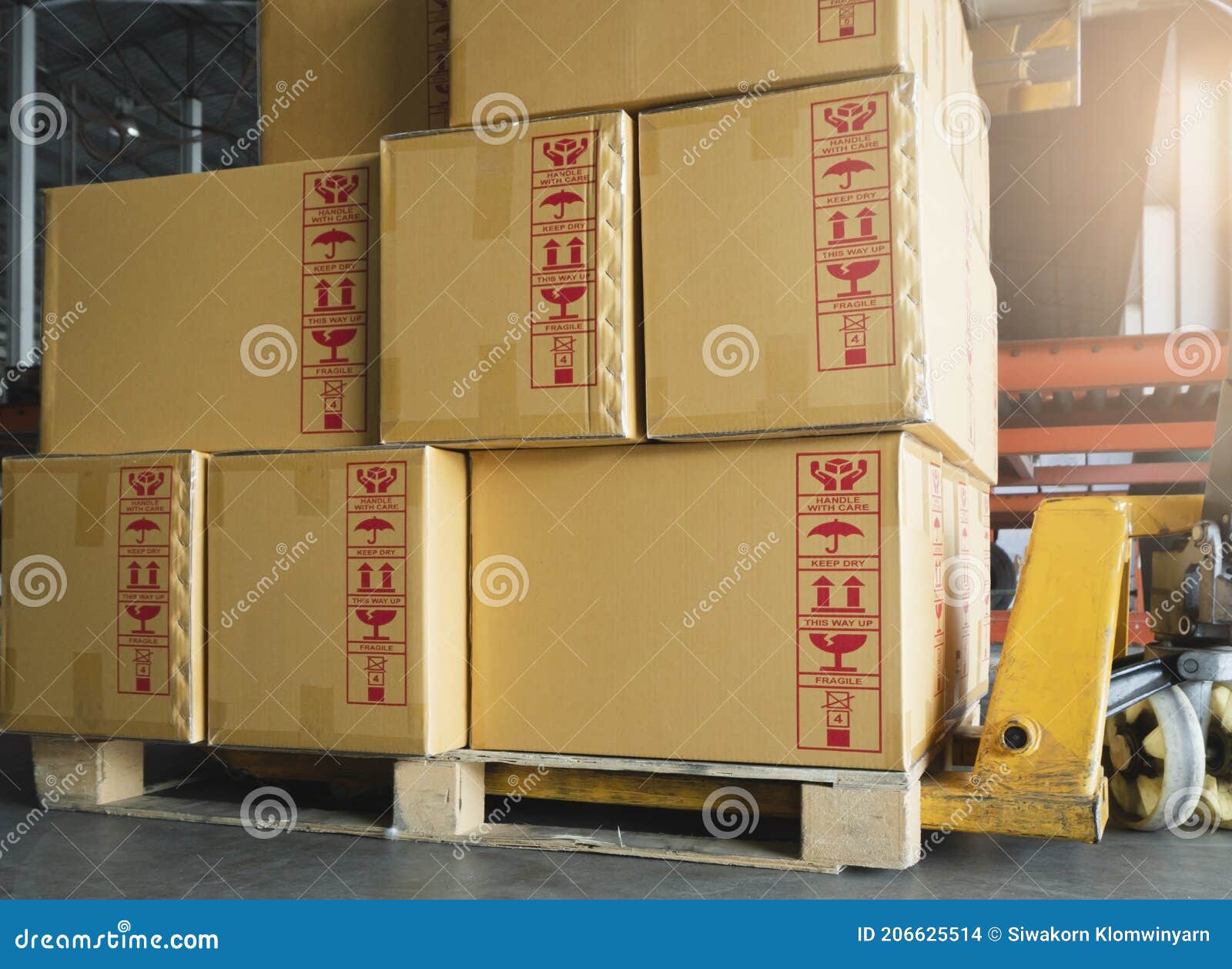 Cargo Shipment Boxes, Manufacturing and Warehousing. Stack of Cardboard ...