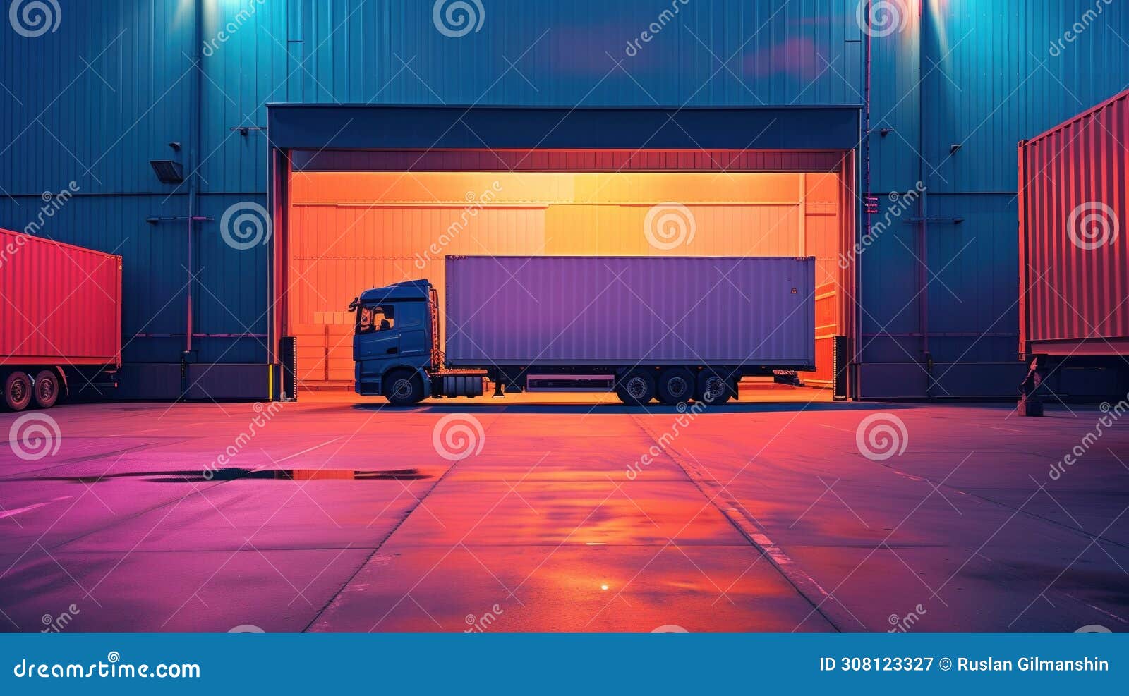 Cargo Shipment Loading for Truck at Warehouse. Warehousing Logistics ...