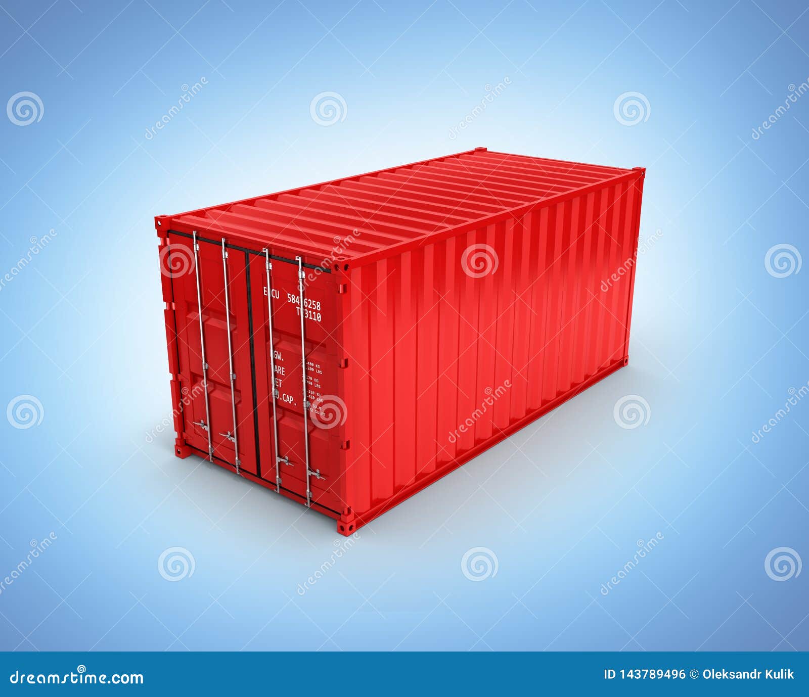 Cargo Shipping Container without Shadow on Blue Gradient Background 3d ...