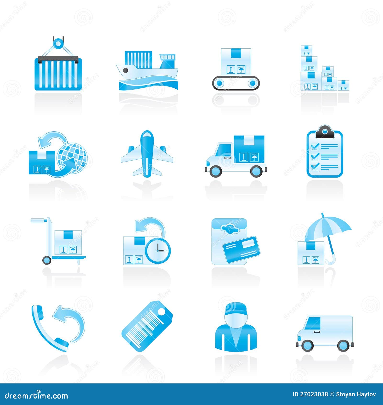 Cargo, Shipping and Delivery Icons Stock Vector - Illustration of ...