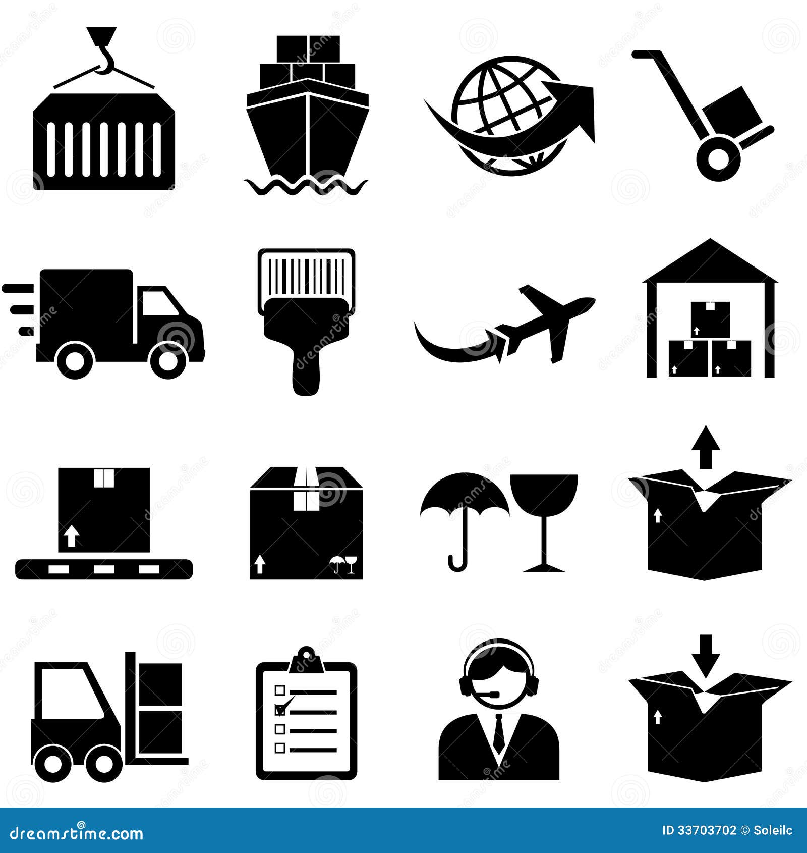 Cargo and shipping icons stock vector. Illustration of scanner - 33703702