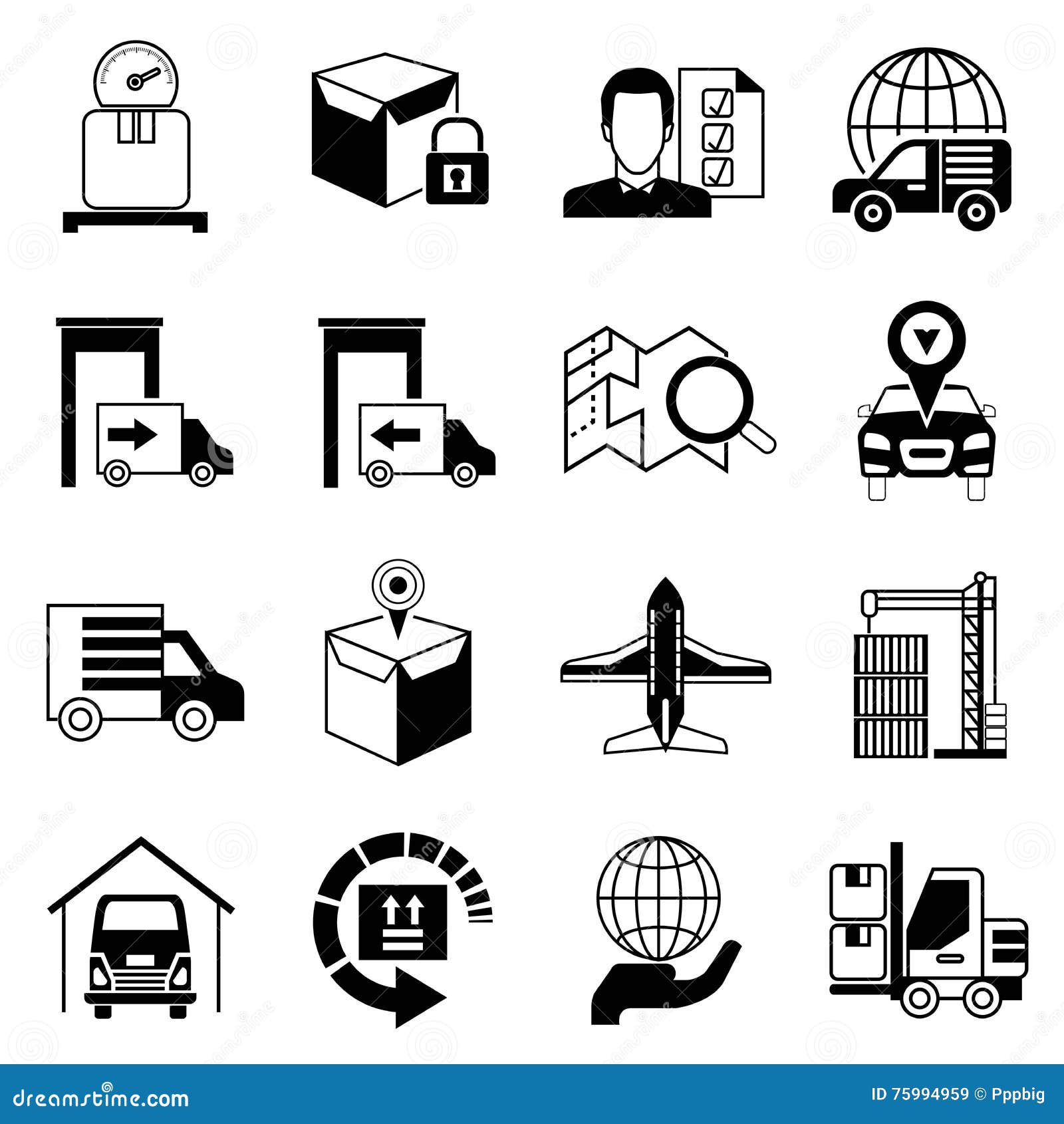 Cargo and shipping icons stock illustration. Illustration of delivery ...