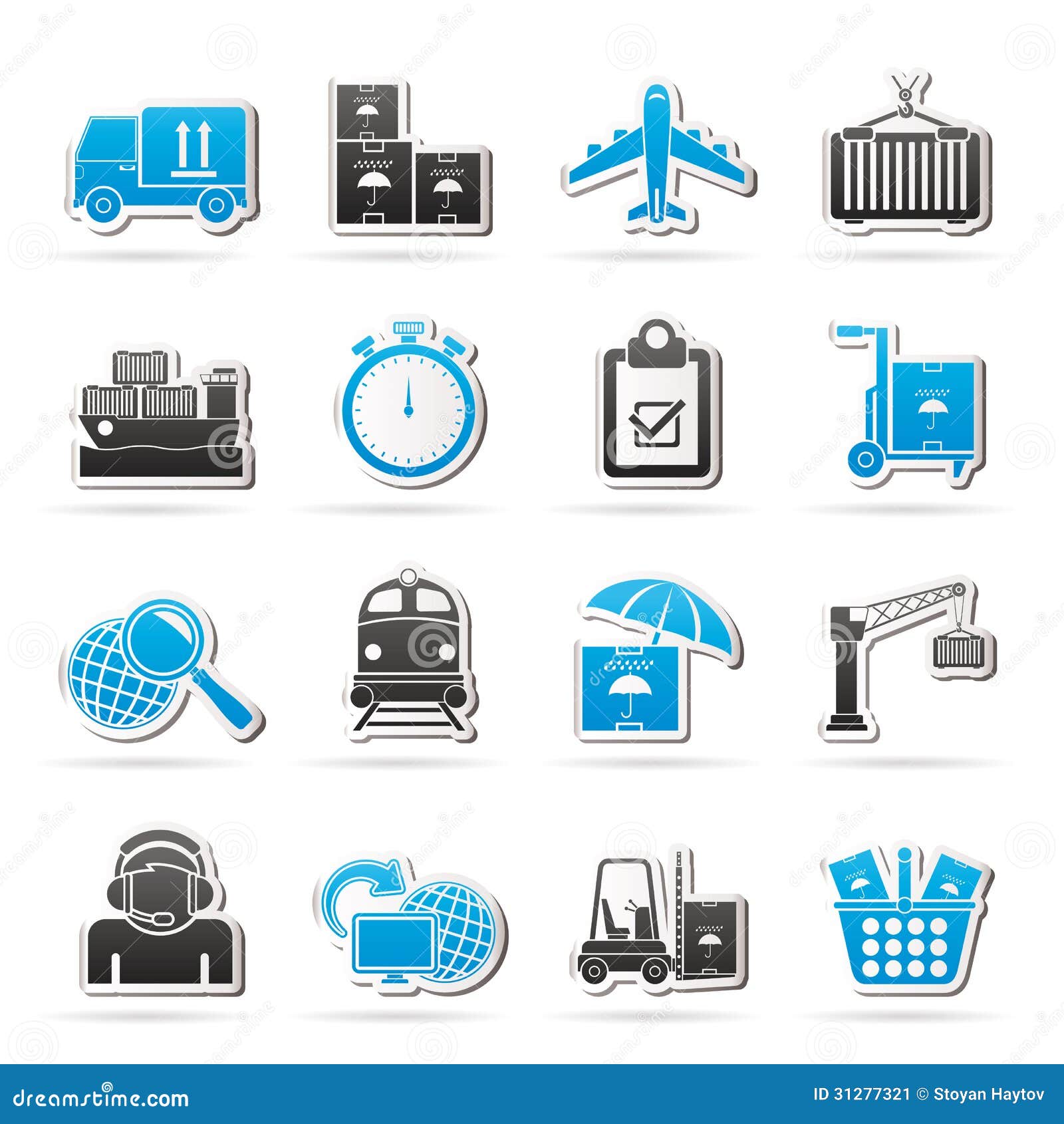 Cargo, Shipping and Logistic Icons Stock Vector - Illustration of ...