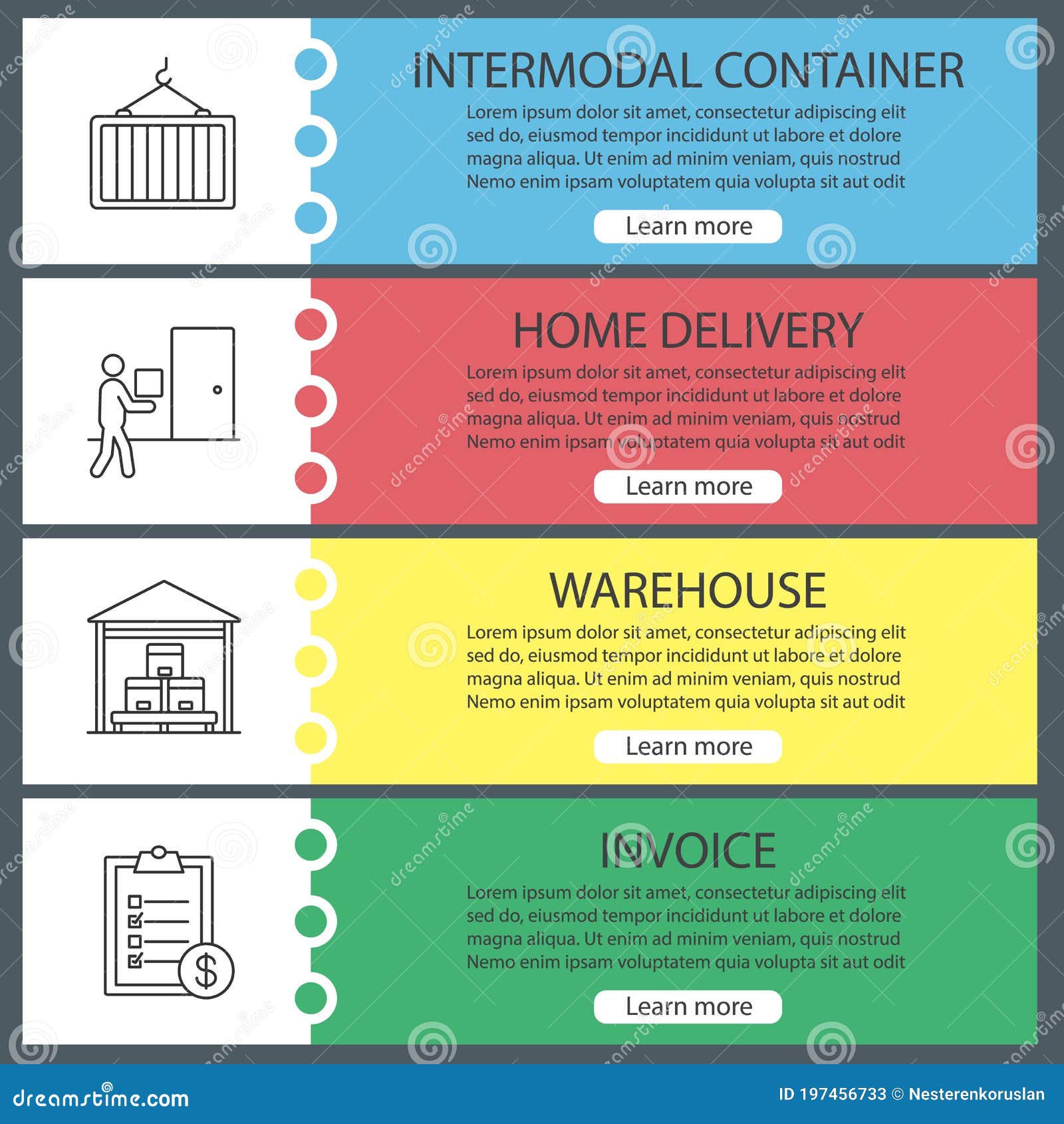 Cargo Shipping Web Banner Templates Set Stock Vector - Illustration of ...