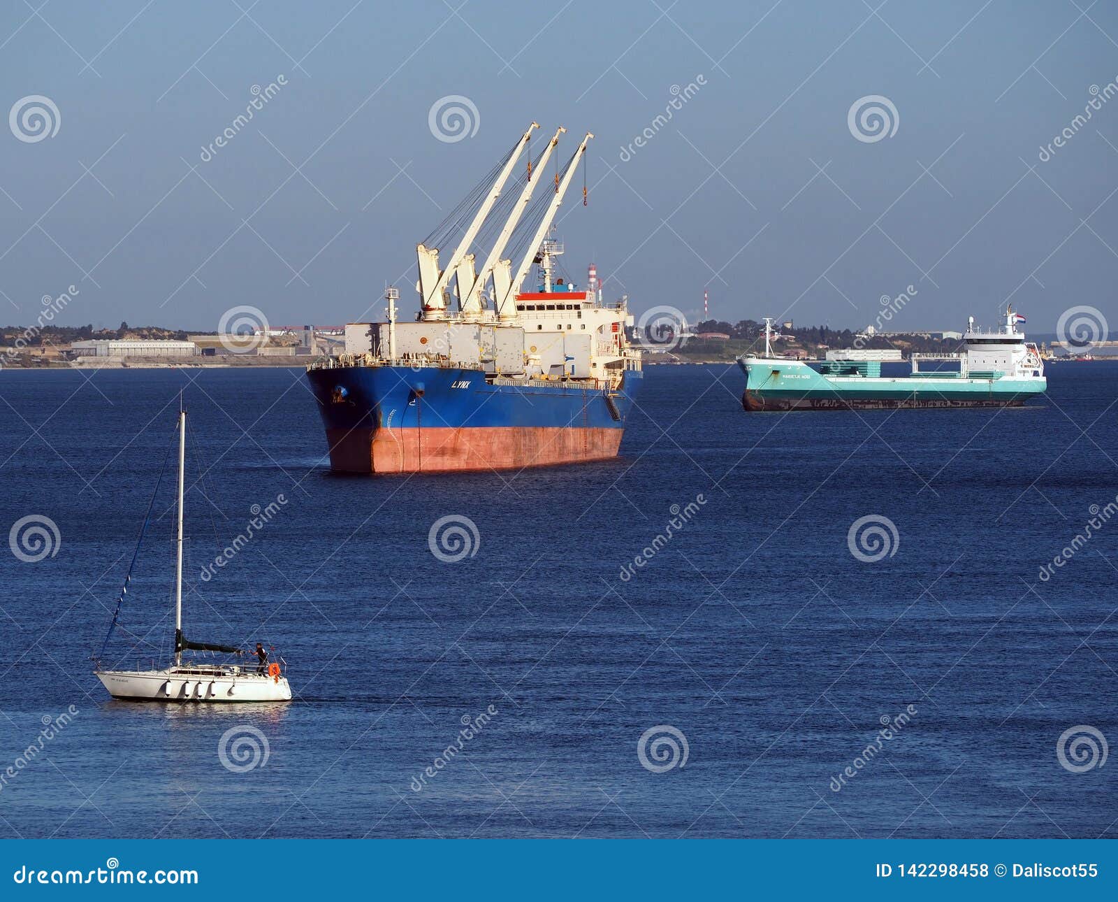 Cargo Ships at Port Anchorage. Editorial Stock Photo - Image of ...