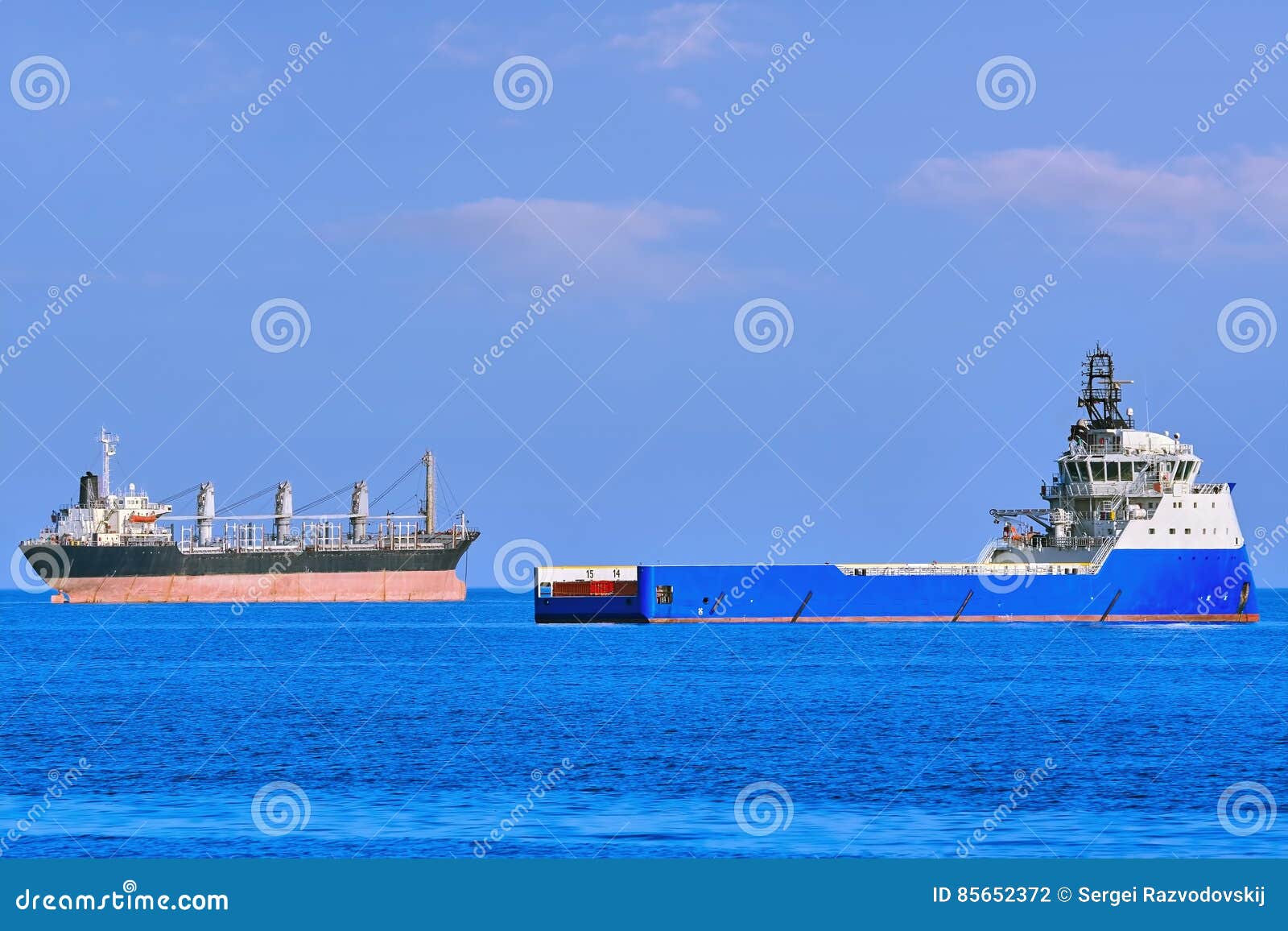 Cargo Ships at Anchorage stock photo. Image of ship, carrier - 85652372