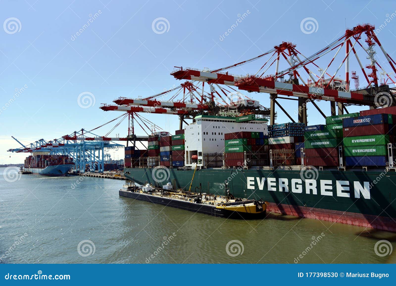Cargo Ships in the Container Terminal of Newark, NJ. Editorial Image ...