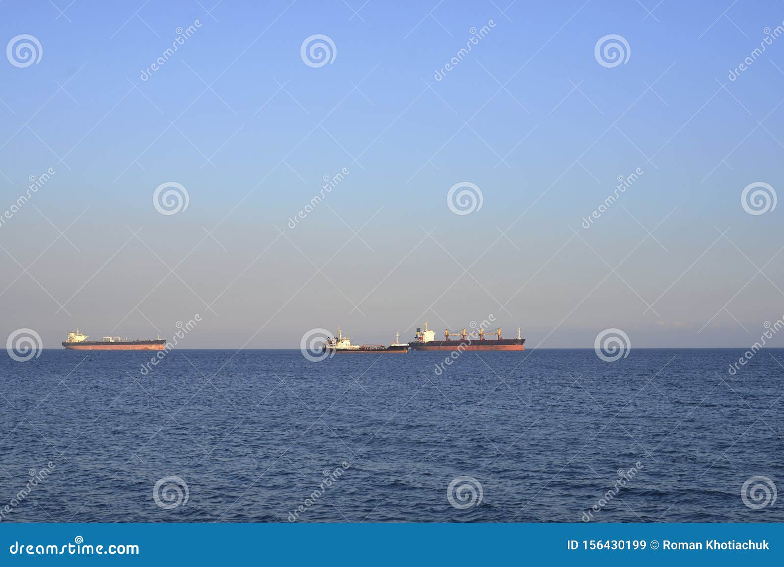 Cargo Ships on the Horizon. Stock Image - Image of industry, crate ...