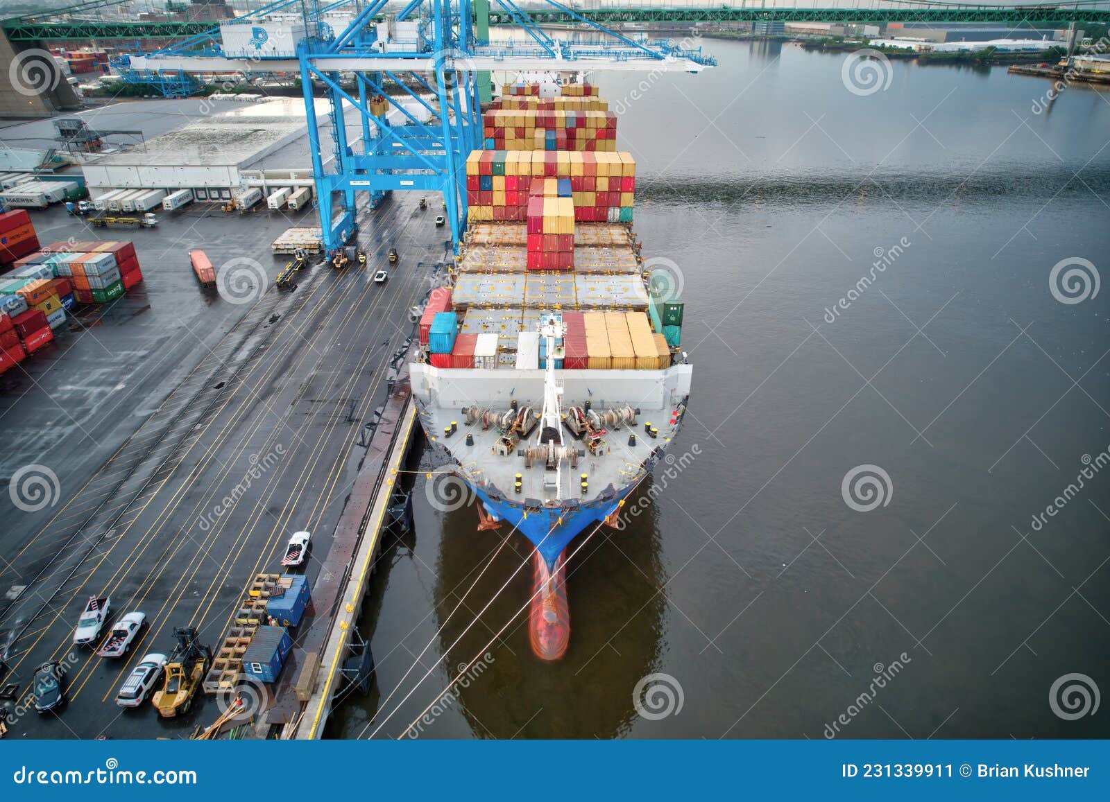 Cargo Ships Loaded with Cargo Sitting in Port Editorial Photo - Image ...