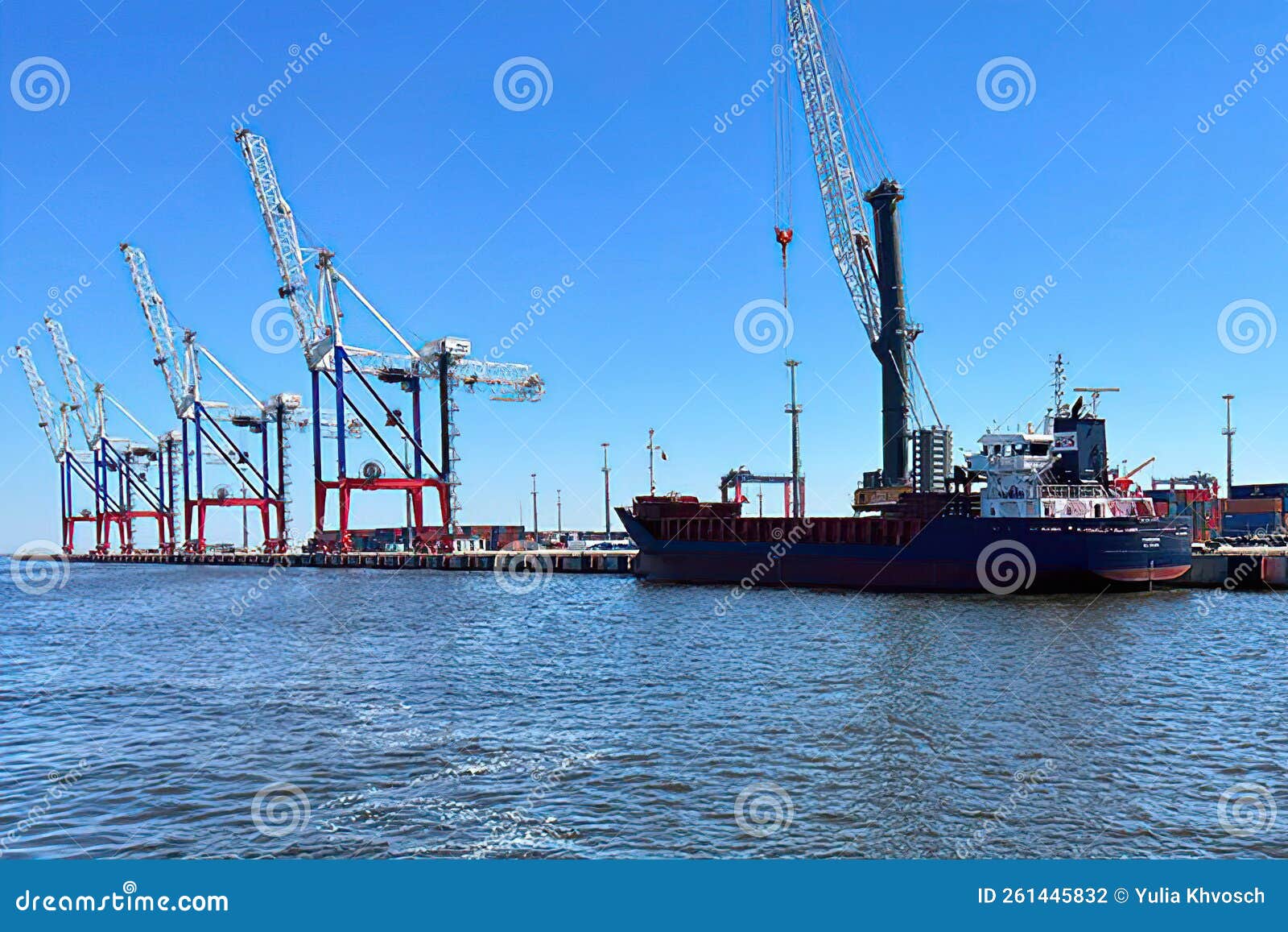 Cargo ships in the port. stock photo. Image of transport - 261445832