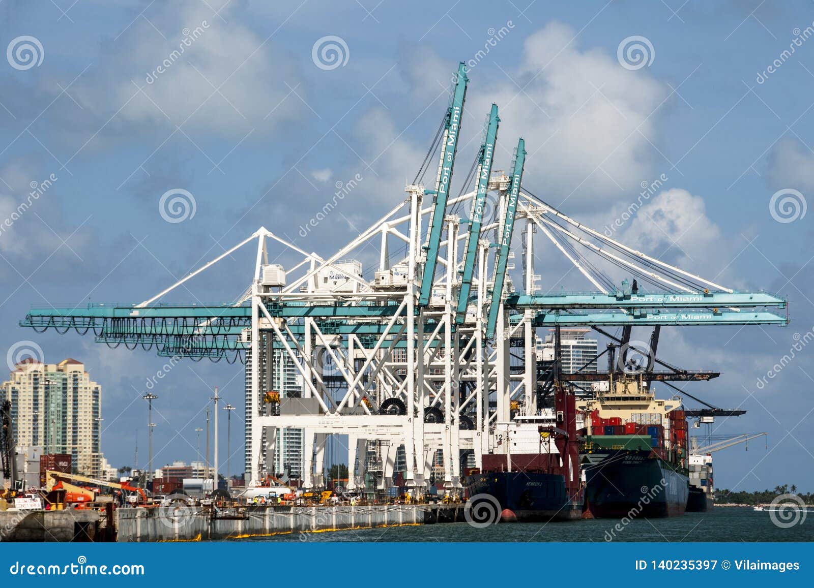 Cargo Ships at Port of Miami Editorial Photography - Image of goods ...