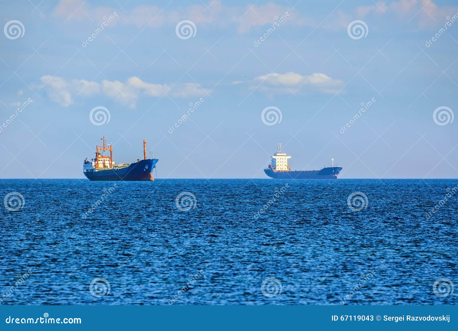 Cargo Ships on Roadstead stock image. Image of large - 67119043