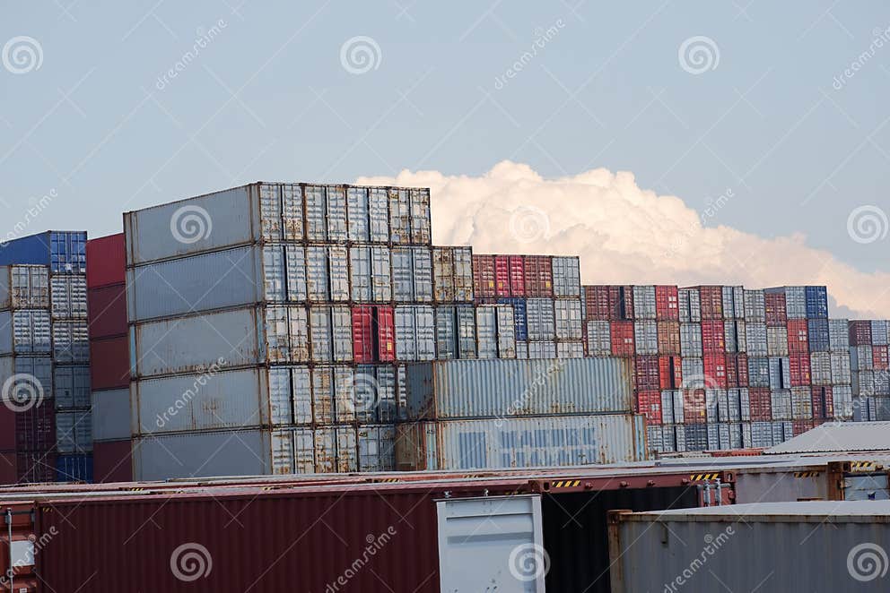 Cargo Stacks in the Depot Industry Perspective Stock Photo - Image of ...