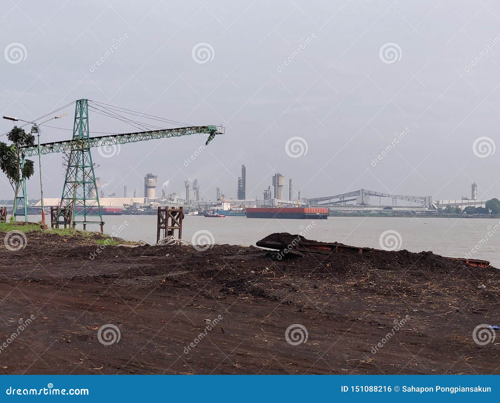 The Cargo Stockpile and Jetty for Loading Cargo Stock Photo - Image of ...