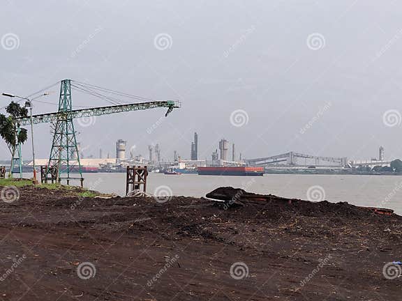 The Cargo Stockpile and Jetty for Loading Cargo Stock Photo - Image of ...