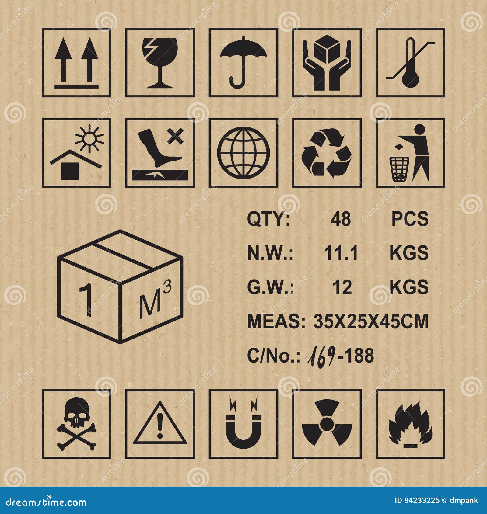 Cargo Symbols on Cardboard Texture Stock Vector - Illustration of ...